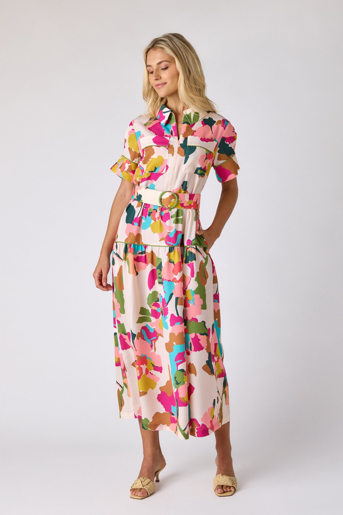 Fairiss Dress — Tiered A-Line Belted Dress | CROSBY by Mollie Burch